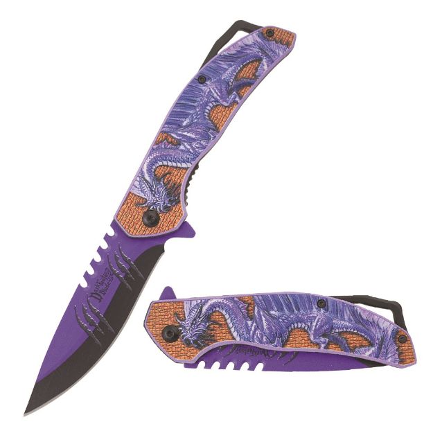 Turkey Creek Trading Company Inc.: Dark Fantasy Blade Spring Assist Knife Purple Dragon Handle