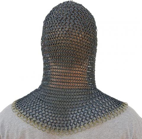 Medieval Warrior – Bronze Black Chainmail Coif Armor - COIF-BLK-BRS ...