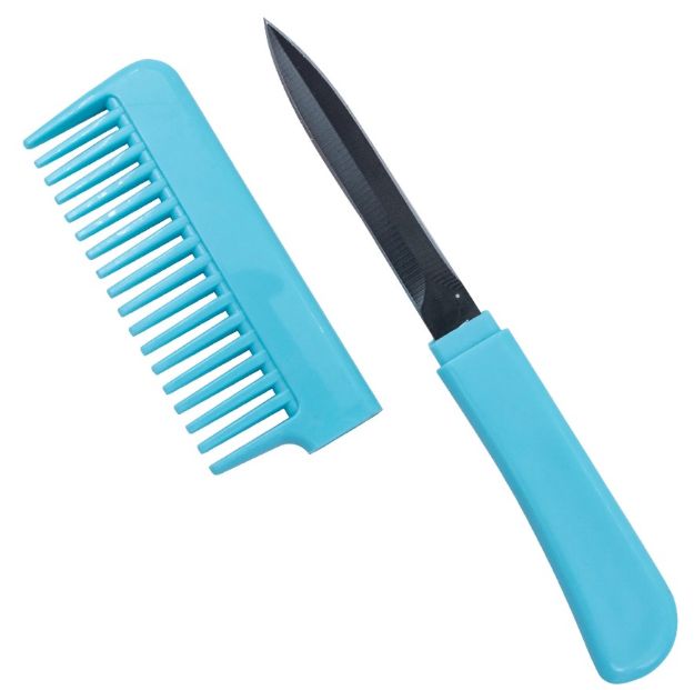 Turkey Creek Trading Company Inc.: Blue Comb With Hidden Knife 6.5" Overall