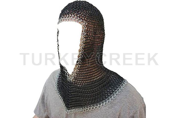 Eturkey Creek Co: Medieval Warrior Chainmail Coif Armor 18.75 Inches