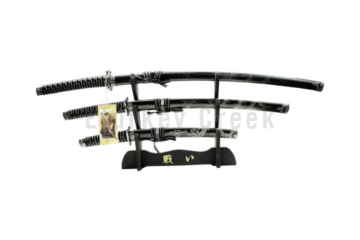 Turkey Creek Trading Company Inc.: 3pc Samurai Sword Set with stand